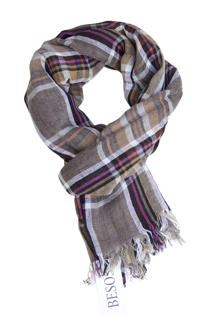 Checked scarf in fresh colour combination - Besos Scarves